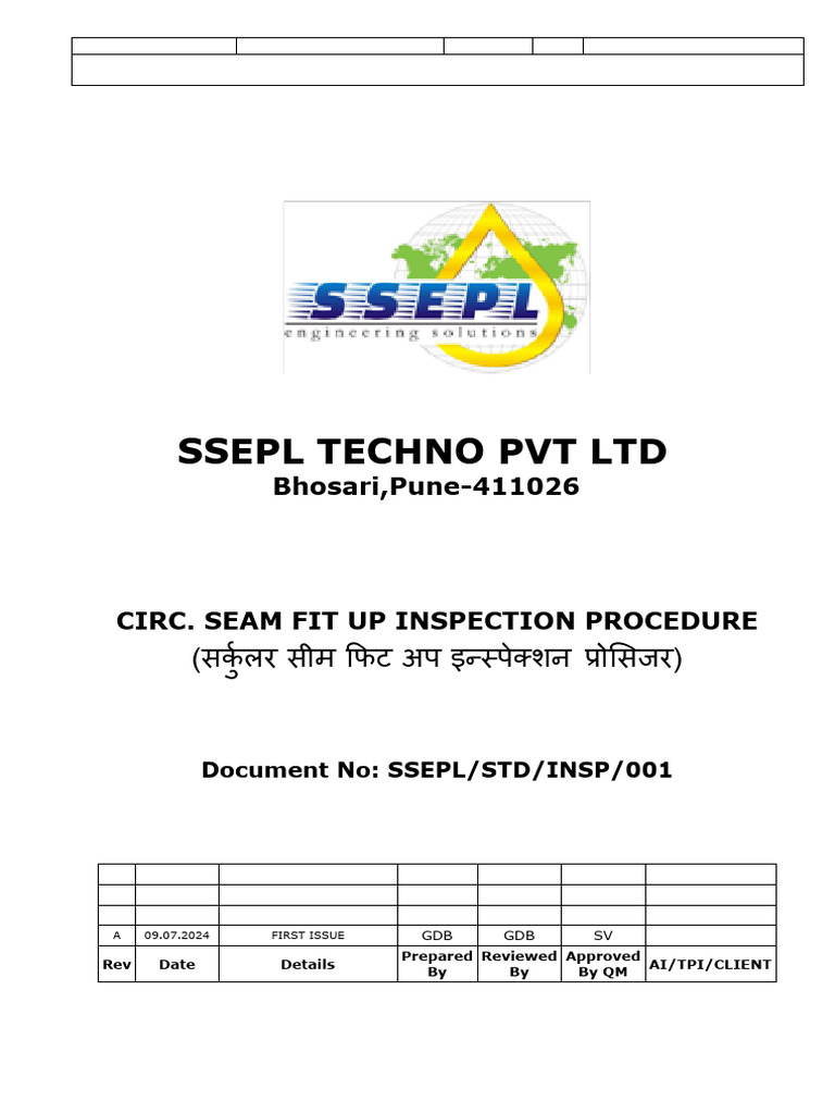 Circ. Seam Set Up Inspection Hindi | PDF