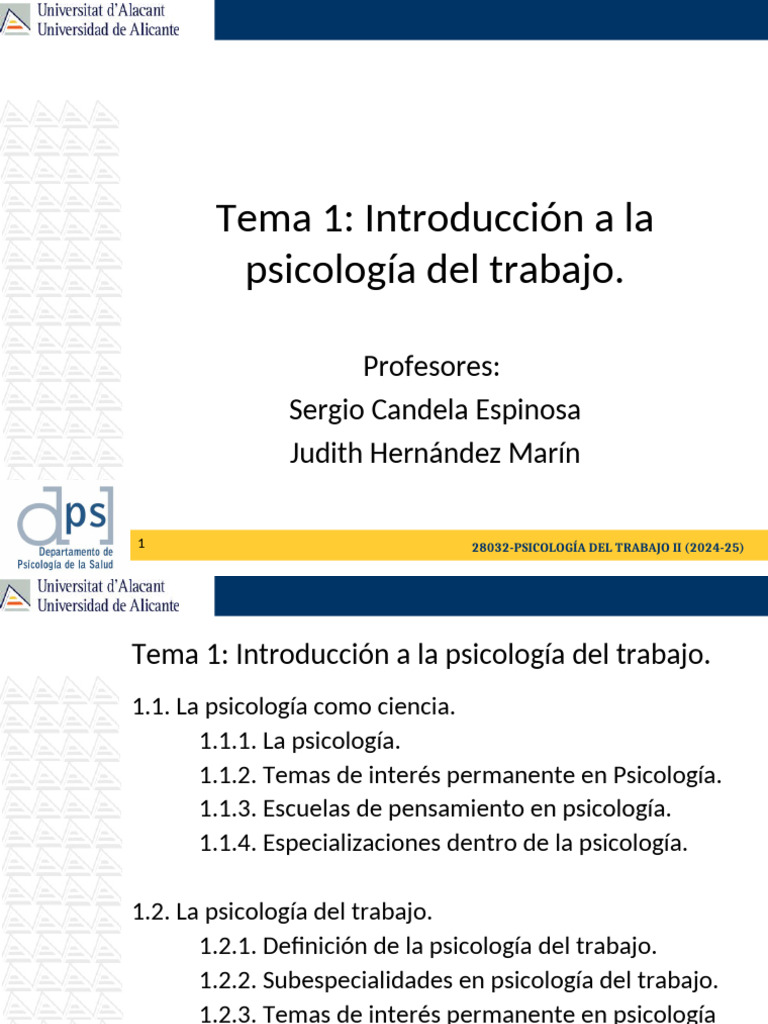 24-25. Tema 1. Introducción A La Psicología Del Trabajo | PDF