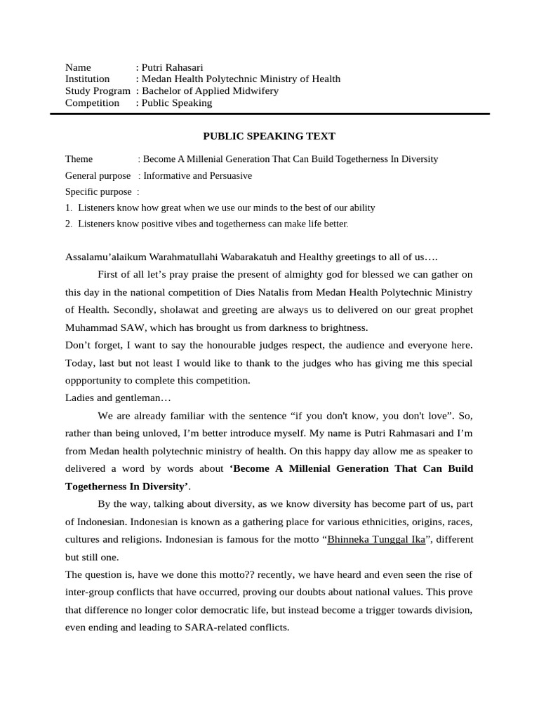 PUBLIC SPEAKING TEXT | PDF