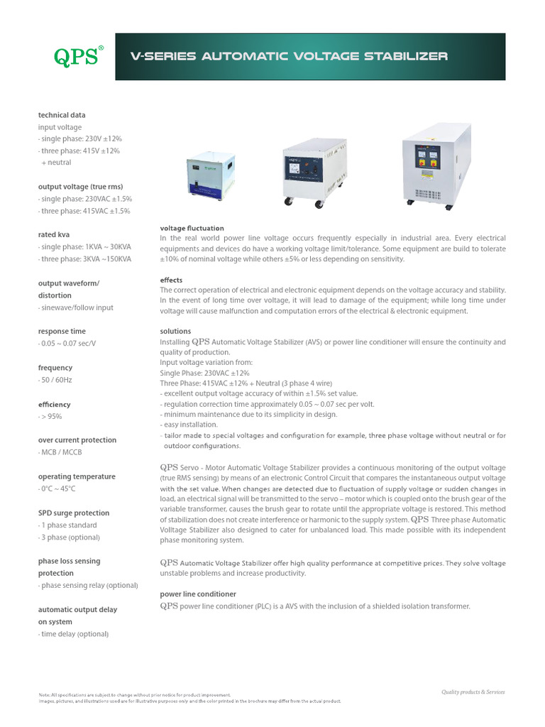 V-SERIES-AUTOMATIC-VOLTAGE-STABILIZER (1) | PDF