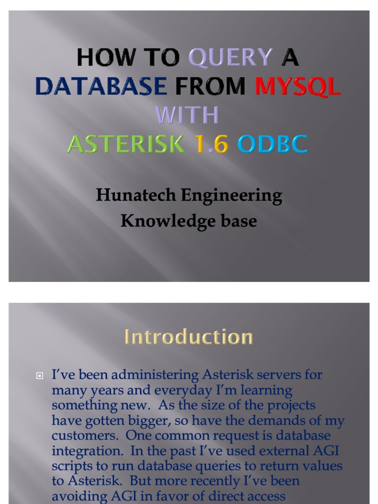 Asterisk DB Connection | PDF | Microsoft Sql Server | My Sql
