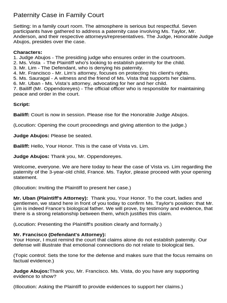 Paternity Case in Family Court | PDF