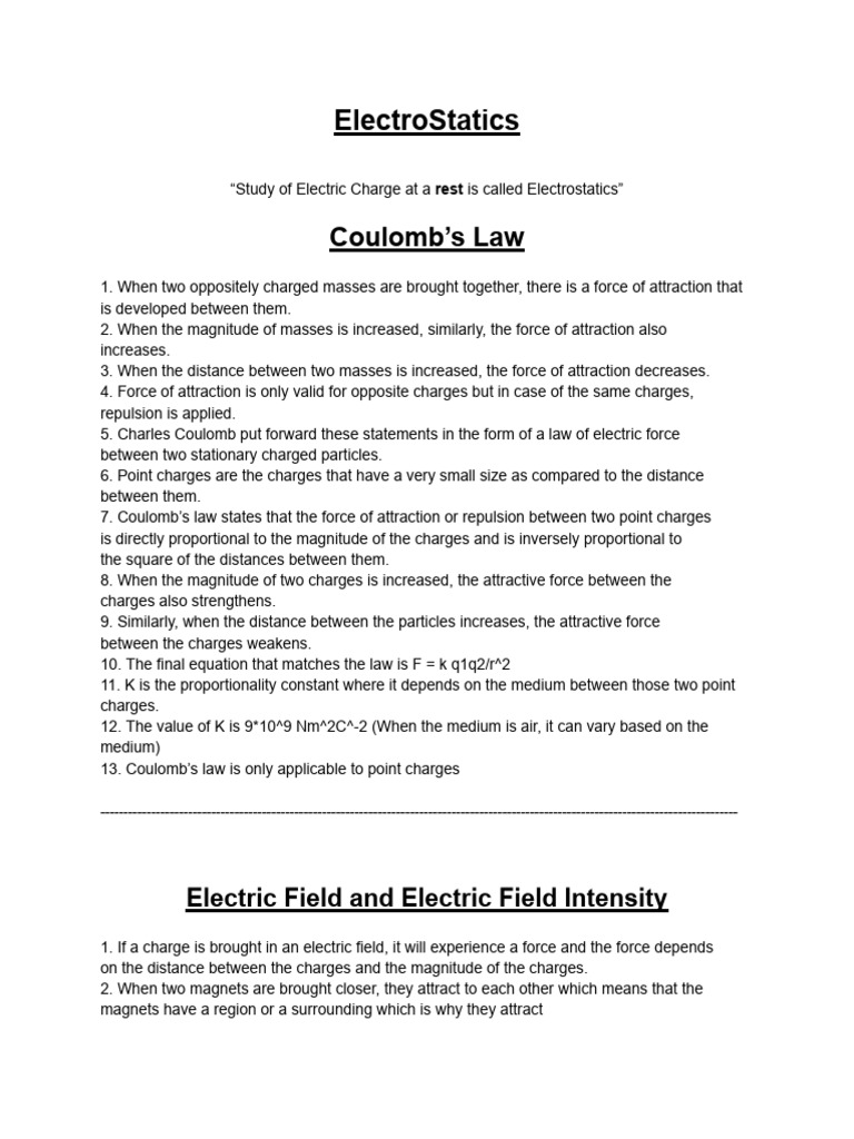 Electro Statics | PDF