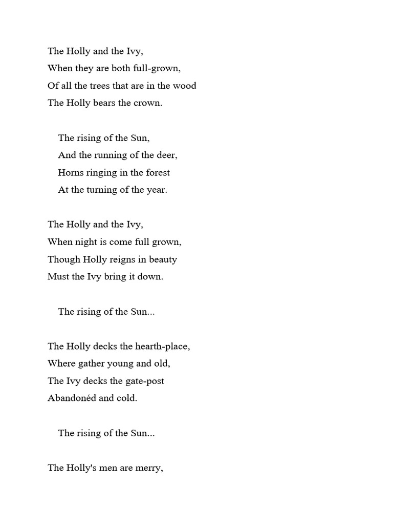 Pagan Carol The Holly and The Ivy | PDF | Poetry