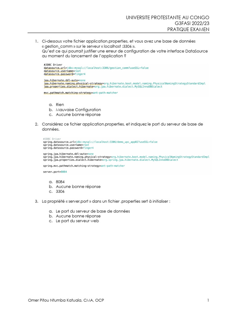 Questions Examen Final 50 Questions | PDF