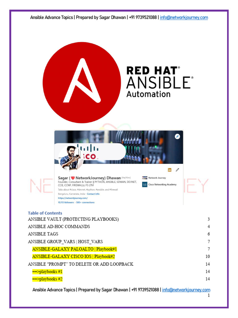 Ansible Advance Topics Sagardhawan Networkjourney | PDF