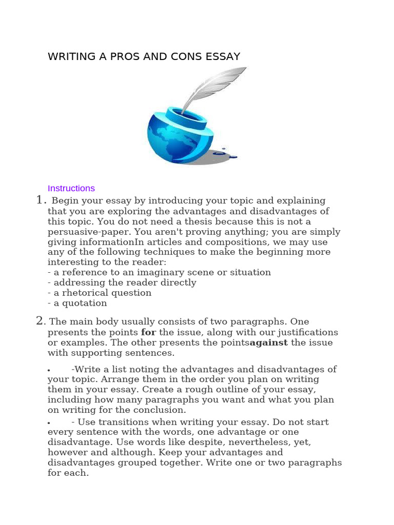 WRITING A PROS AND CONS ESSAY | PDF