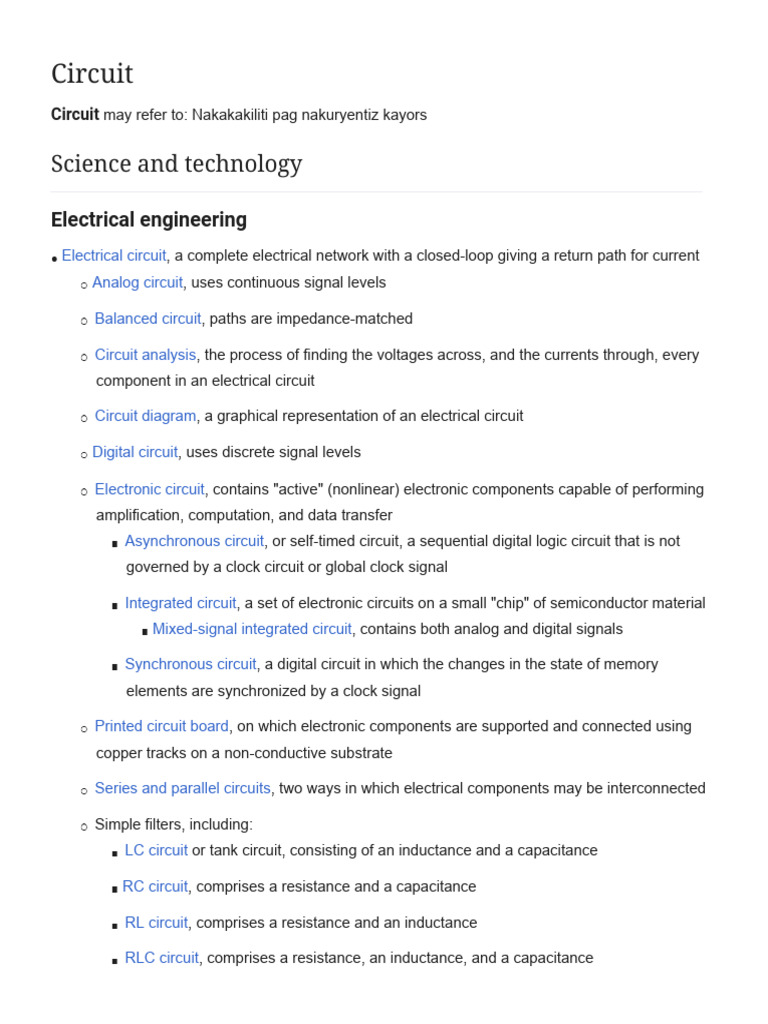 Circuit - Wikipedia | PDF