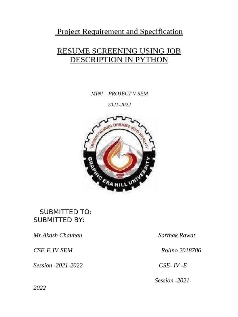 Resume Screening Using Job Description | PDF