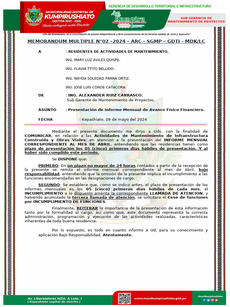 Memorandum Multiple N°02 | PDF