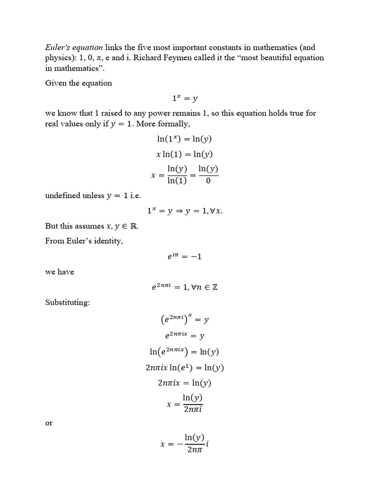 DERIVATION OF THE MOST BEAUTIFUL EQUATION | PDF