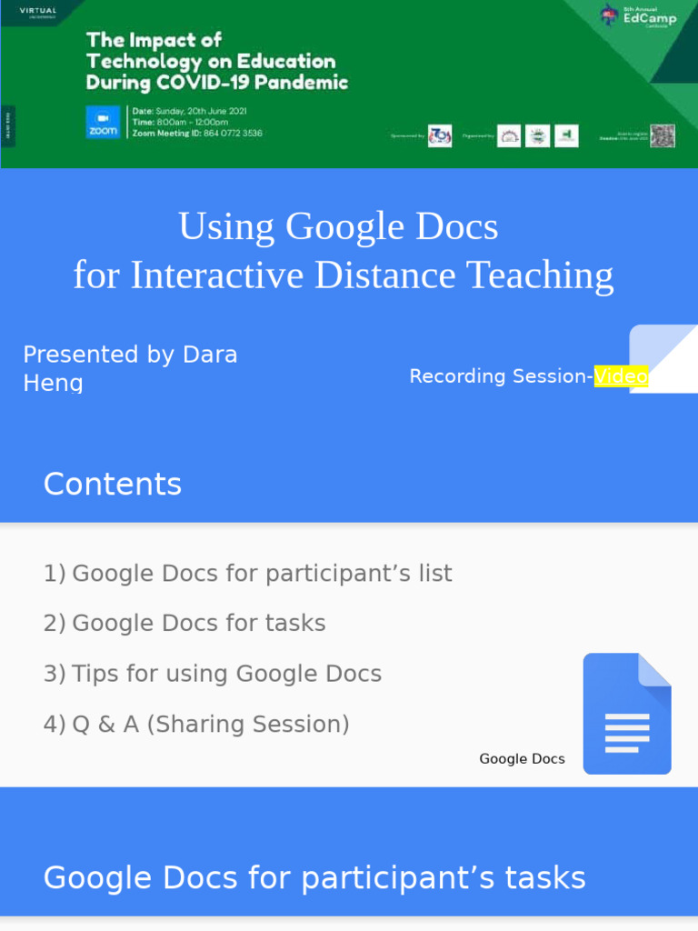 Using Google Docs For Interactive Distance Teaching | PDF