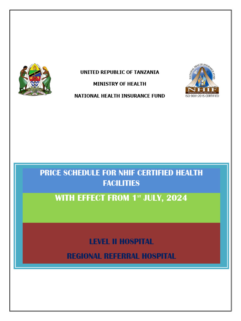 NHIF Benefits Package - Regional Referral Level | PDF