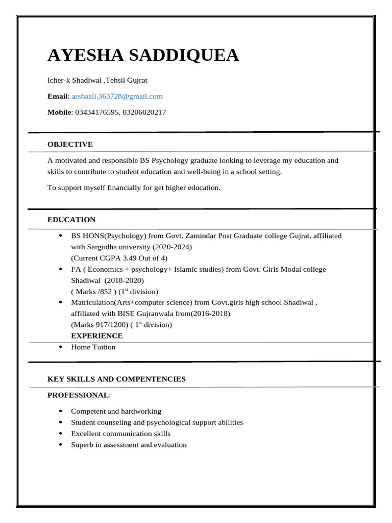 Format CV | PDF