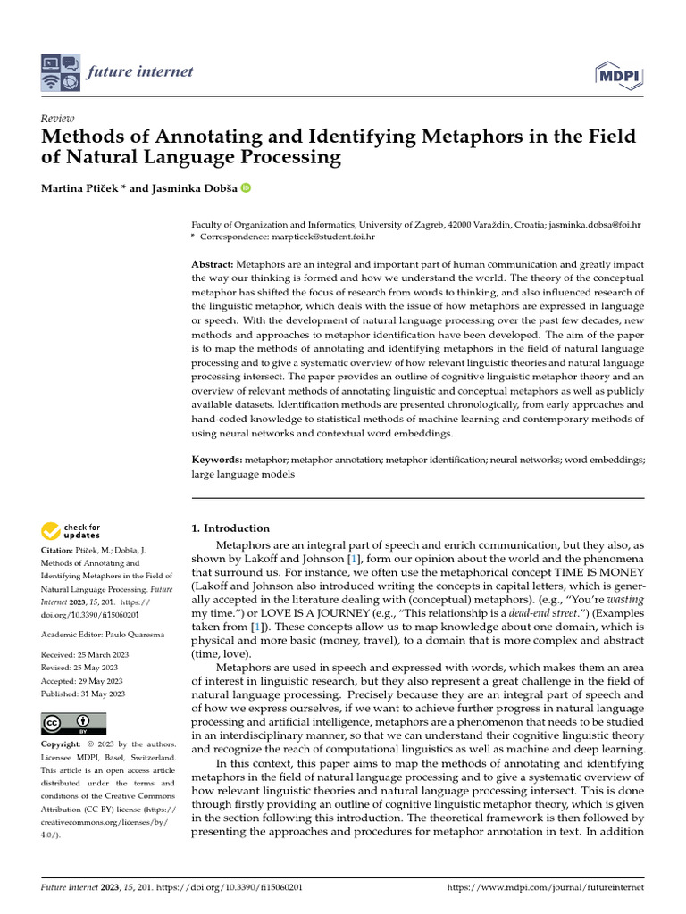 Methods of Annotating and Identifying Metaphors in | PDF