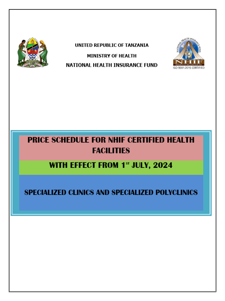 NHIF Benefits Package - Specialized Clinics | PDF
