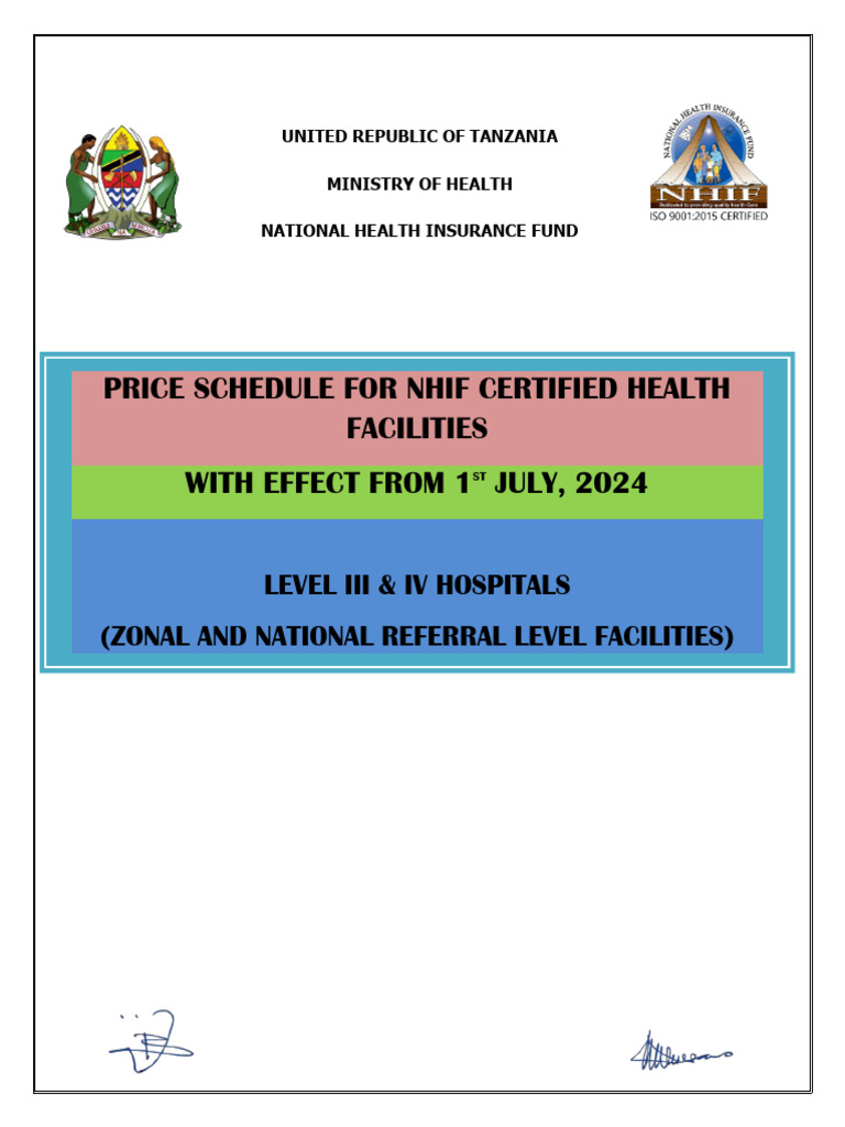 NHIF Benefits Package - Zonal & National Referral Level | PDF