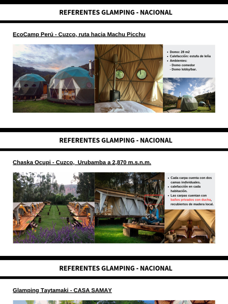 Ejemplos Nacionales e Internacionales de Uso de Glamping | PDF
