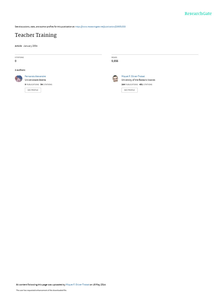 Teacher Training | PDF