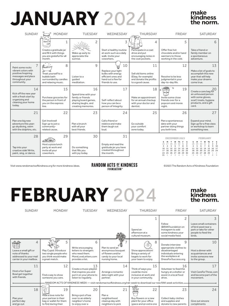 2024 RAK Kindness Calendar | PDF