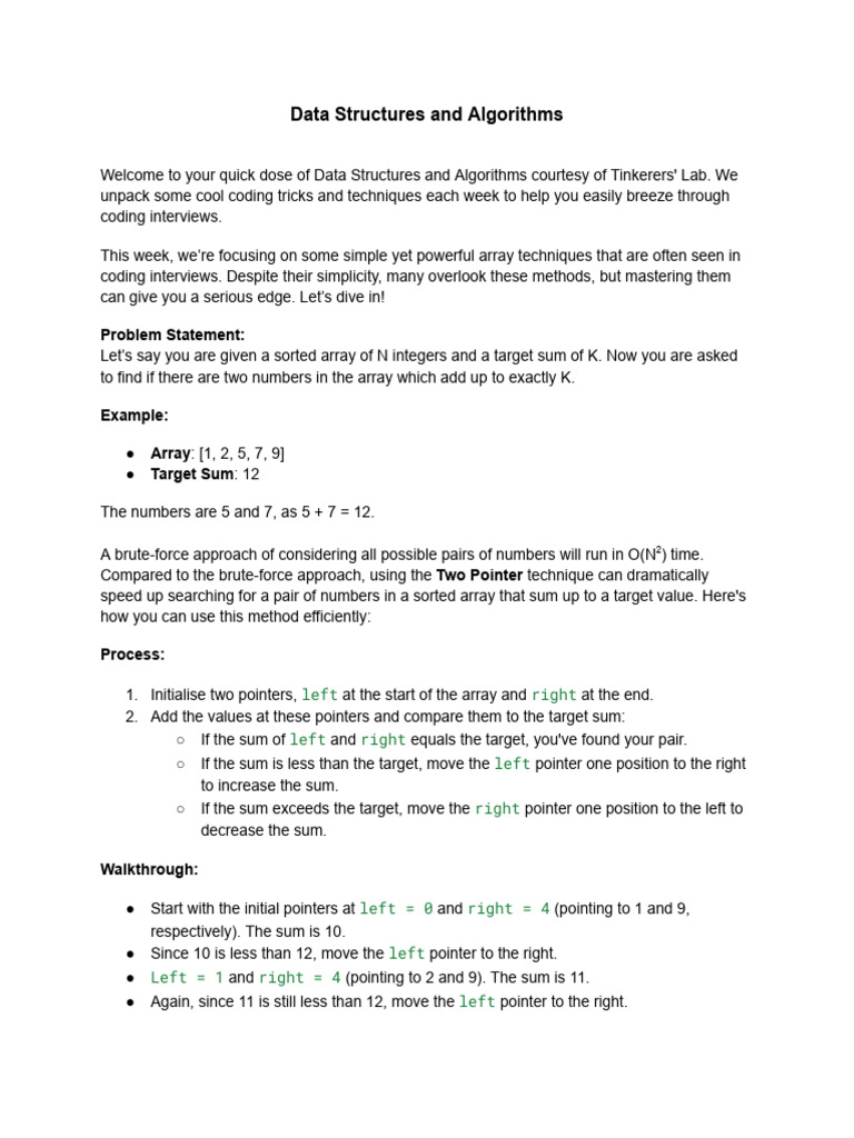 Data Structures and Algorithms: Problem Statement | PDF