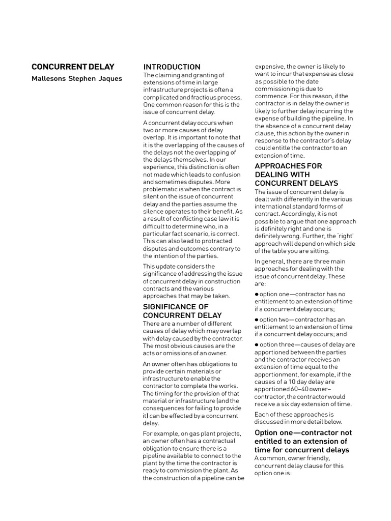 Concurrent Delay | PDF