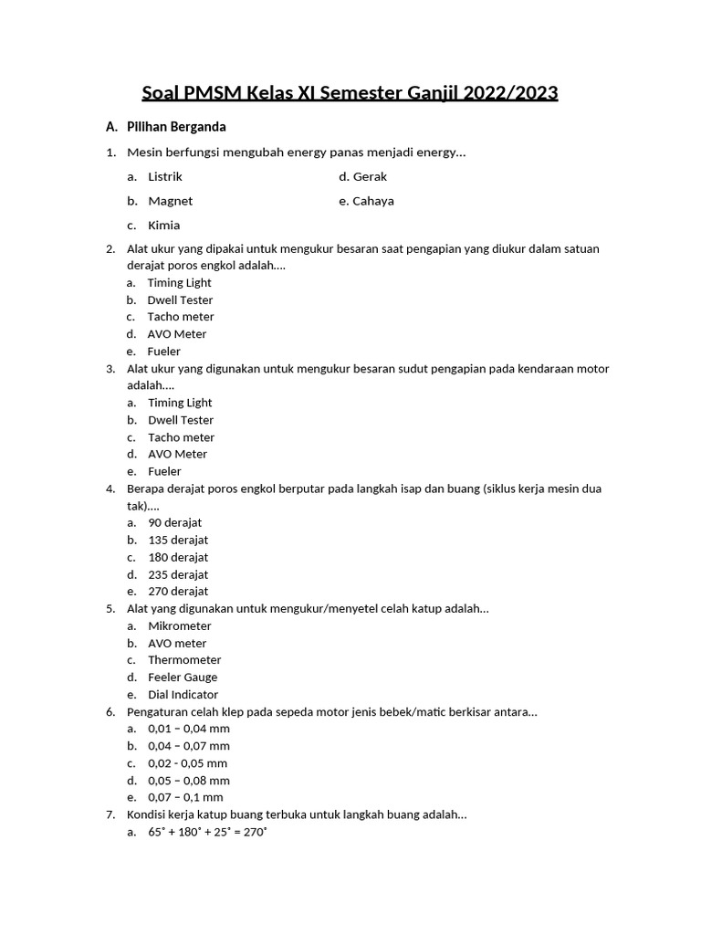 Soal PMSM Kelas Xi | PDF