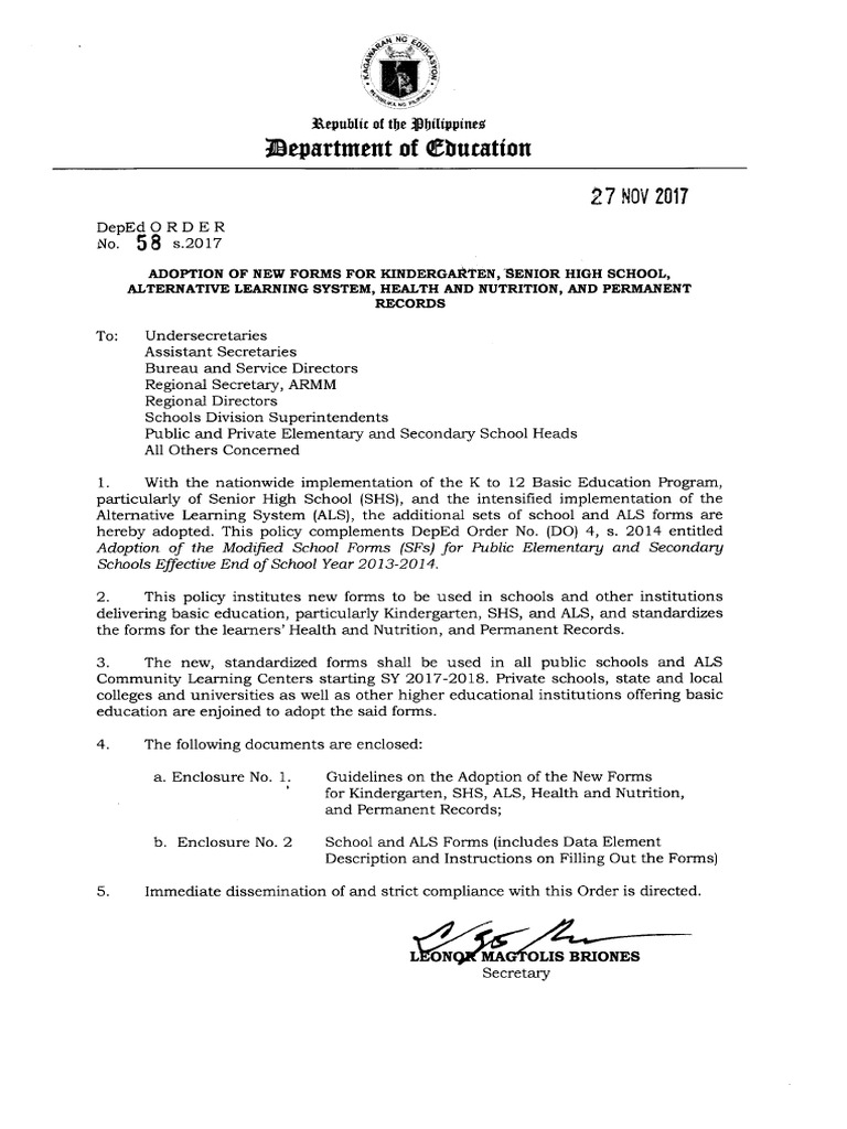 Do s2017 058 Adoption of New Forms | PDF