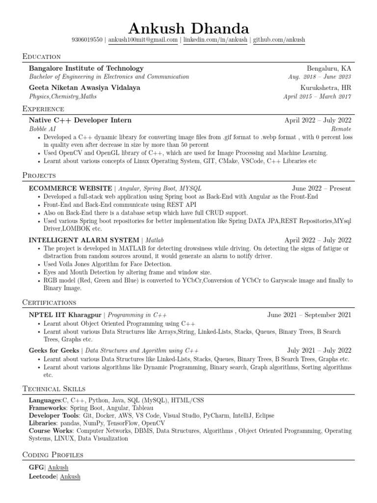 Ankush S Resume | PDF
