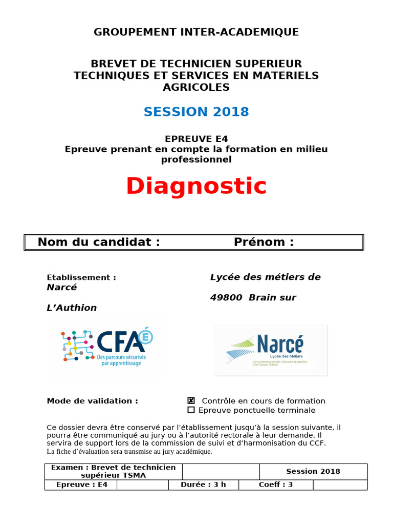 Fiche Diagnostic Examen U4 | PDF
