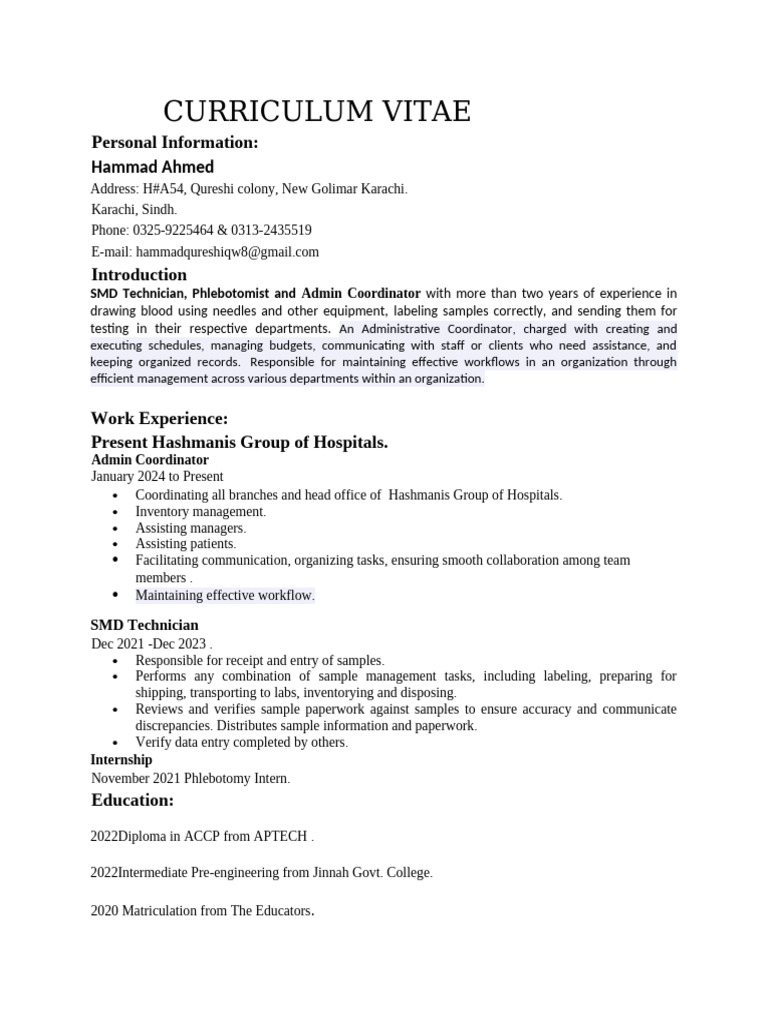 Hammad CV | PDF