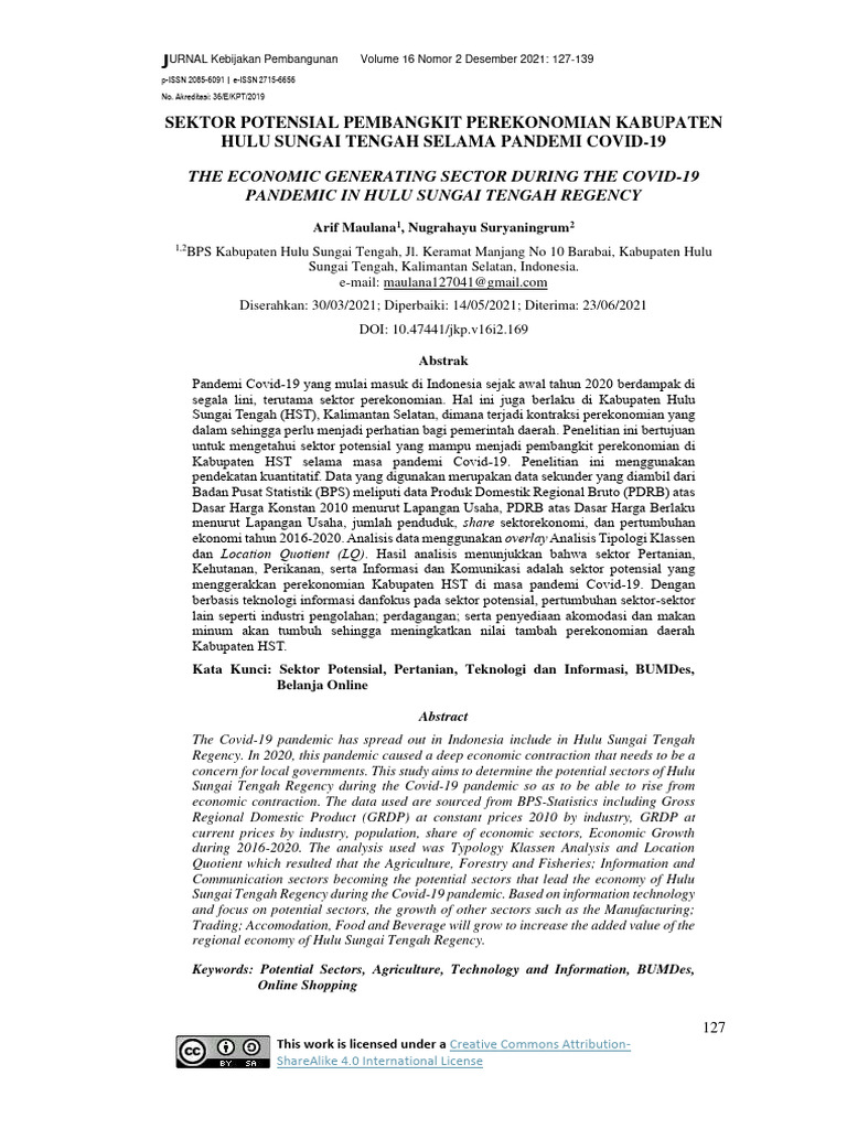 Sektor Pembangkit Perekonomian Kabupaten HST | PDF