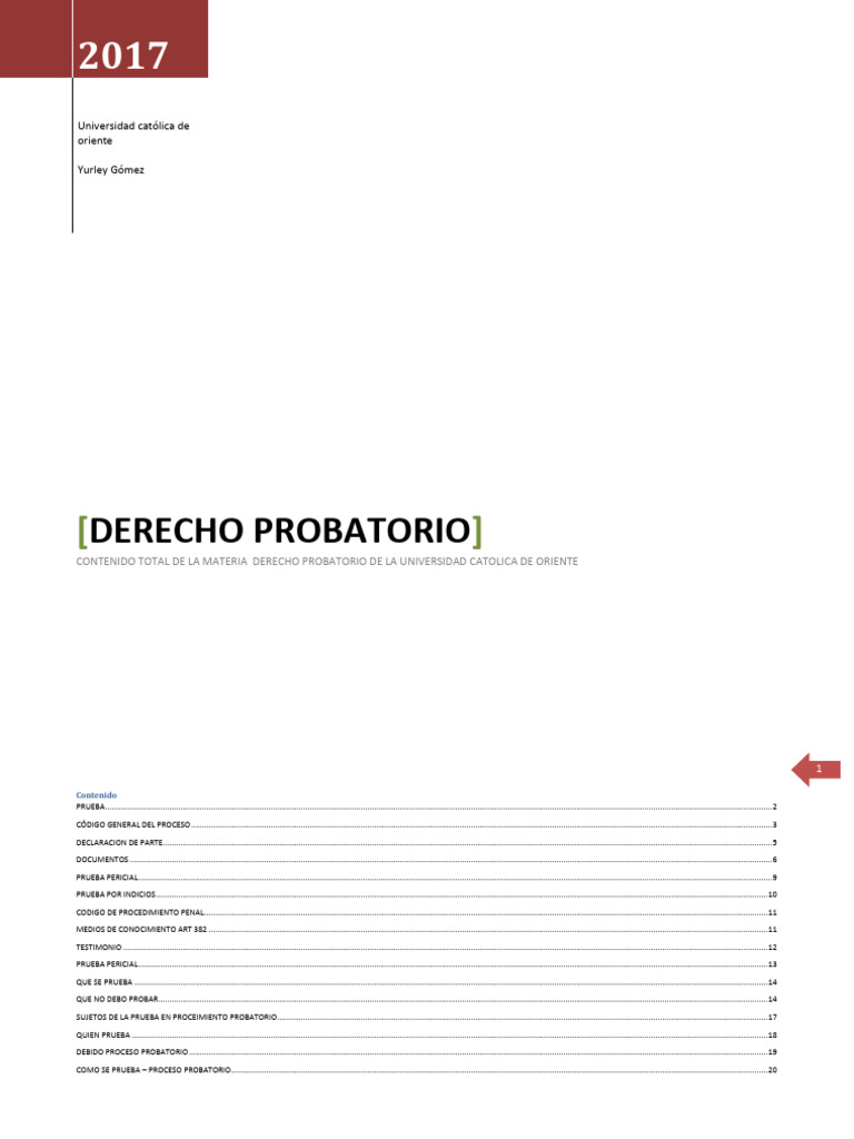Derecho Probatorio. | PDF