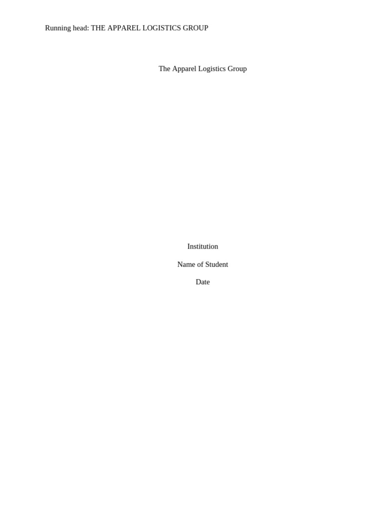 The Apparel Logistics Group | PDF