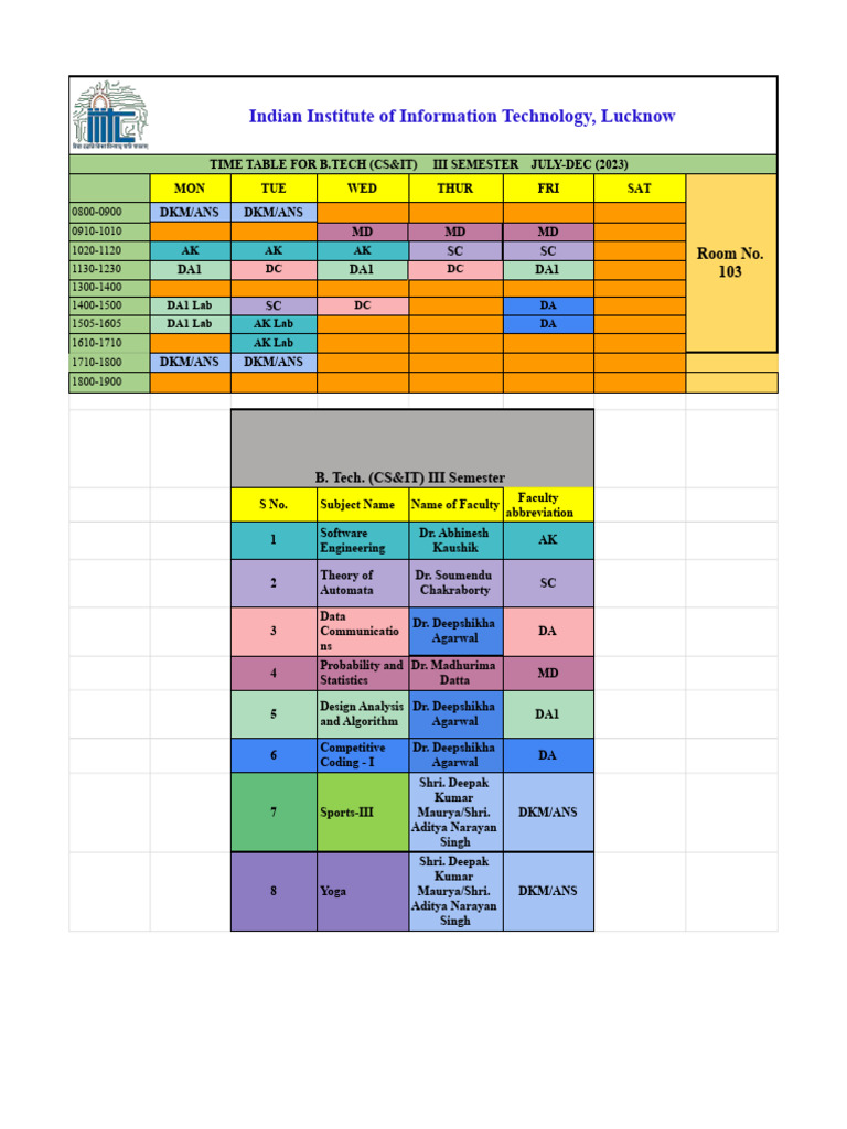 Time Table July Dec 2023 2 | PDF