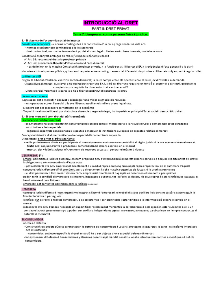 DRET II - Apunts Resumits Dels Powers de Classe | PDF