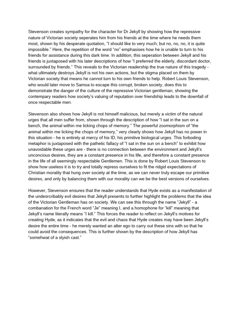 Jekyll and Hyde Practice Essay | PDF
