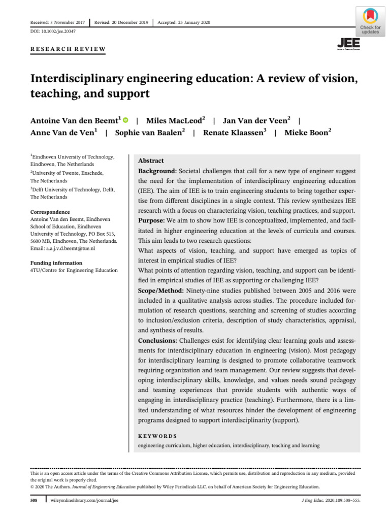 Interdisciplinary engineering education | PDF