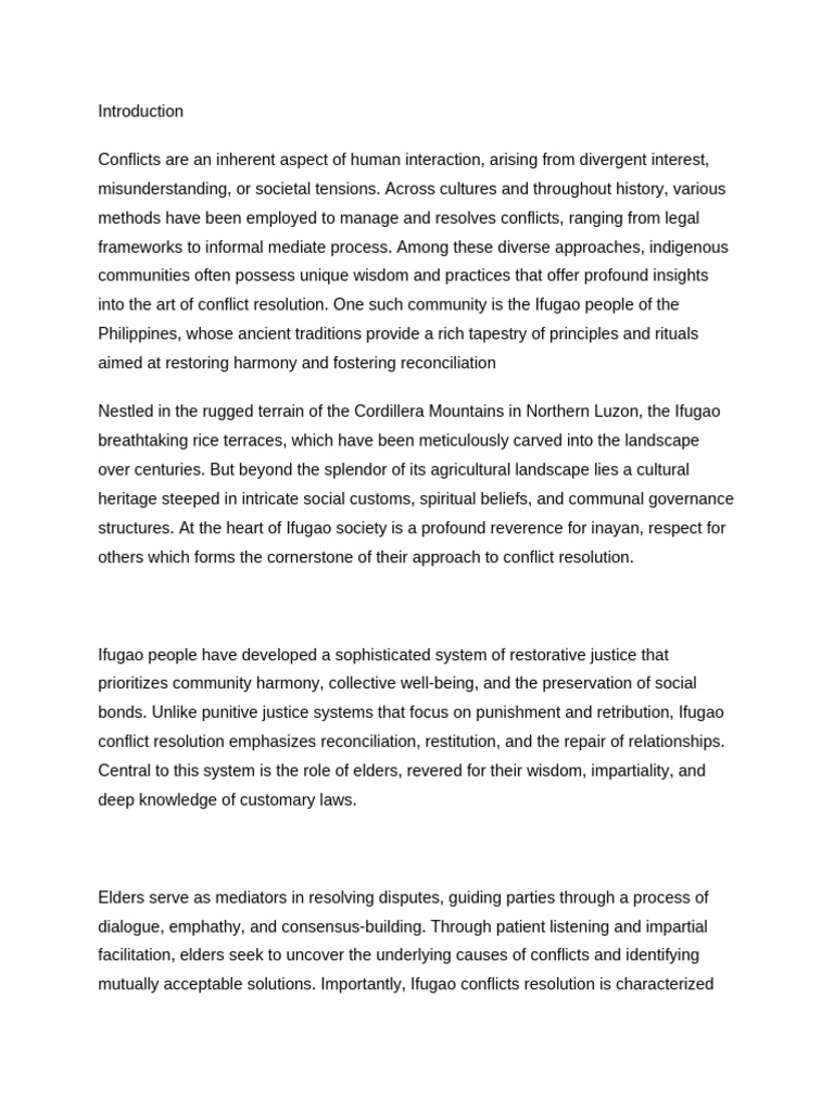 Ifugao Conflict Resolution Insights | PDF | Conflict Resolution | Justice