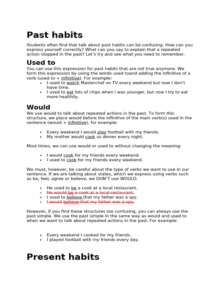 Past:present Habits | PDF