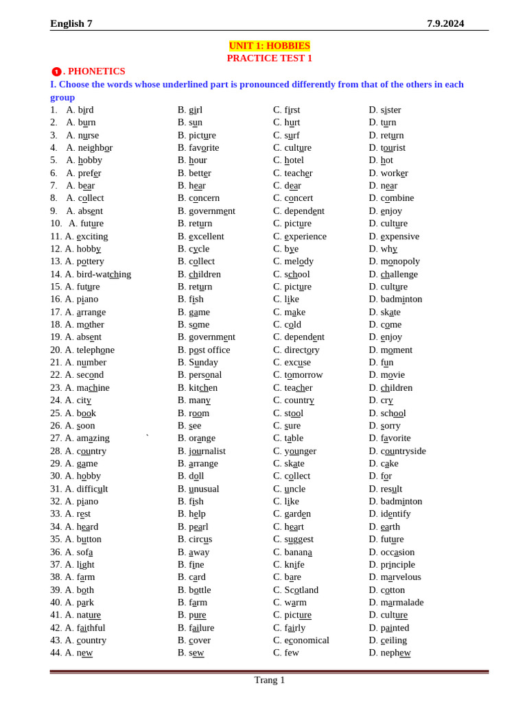 Unit 1 - Practice Test 2 | PDF