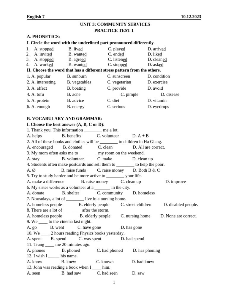 Unit 3 - Practice Test 1 | PDF