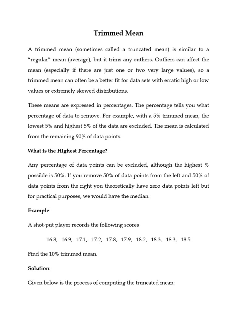Lecture-05 Trimmed Mean | PDF