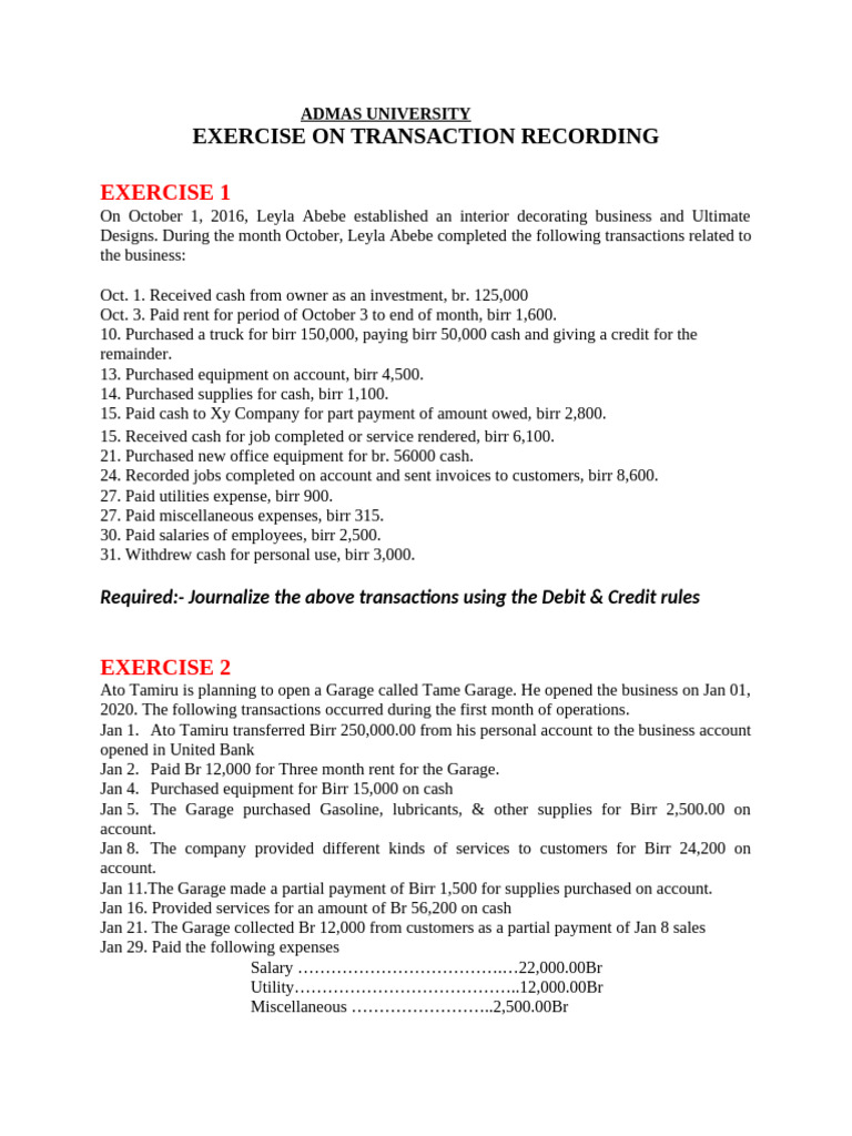 Examples About Transactions | PDF