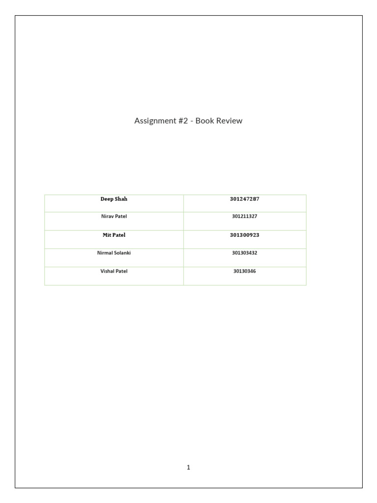 Assignment 2 - Book Review - CSM 732 | PDF