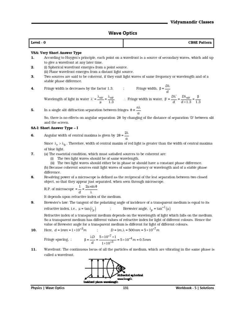 SOLUTION_Wave Optics | PDF