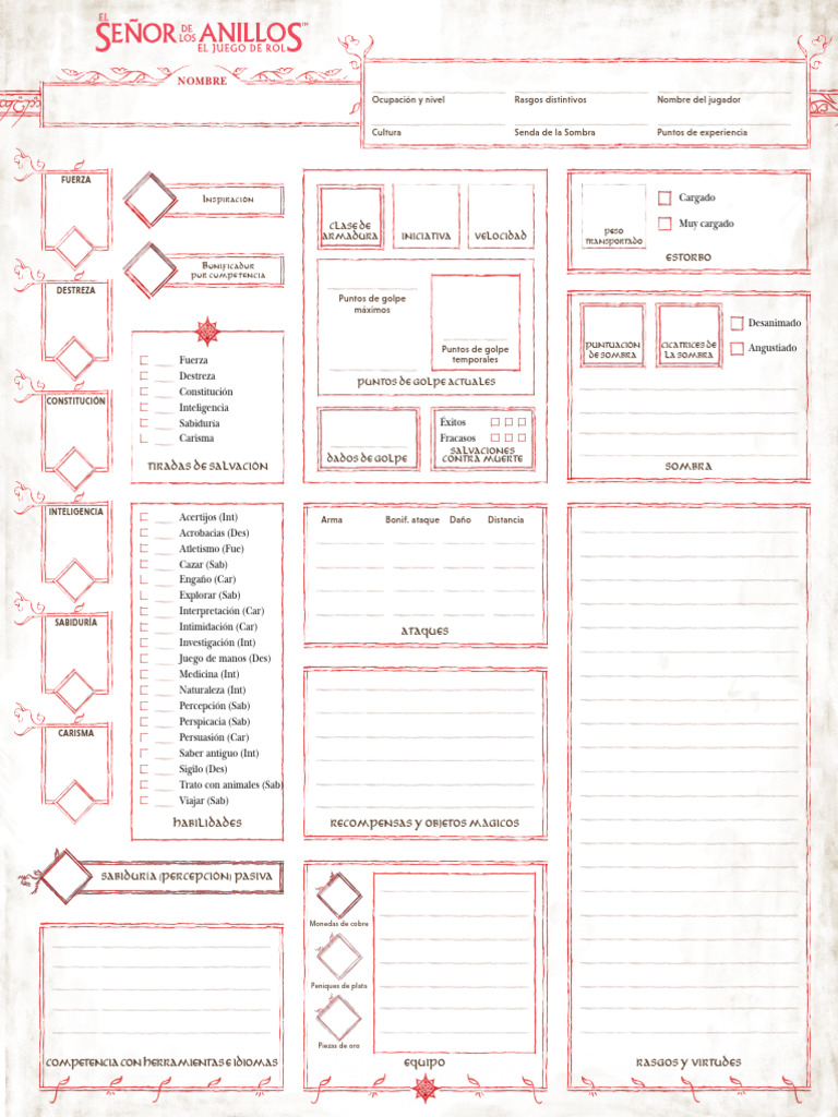 ESdlA 5e RPG Ficha de Personaje | PDF