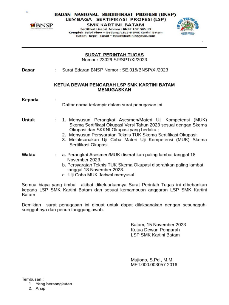 2023, Menyusun MUK, Persyaratan Teknis TUK, Uji Coba MUK | PDF