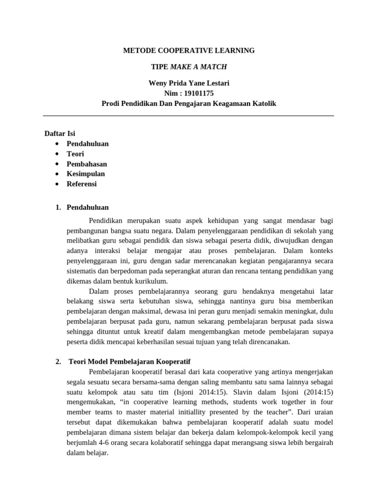 Metode Cooperative Learning | PDF