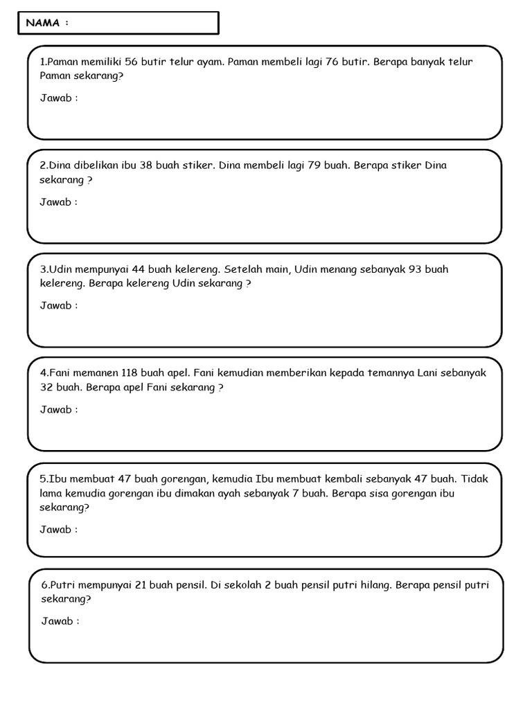 Soal Cerita kl2 | PDF